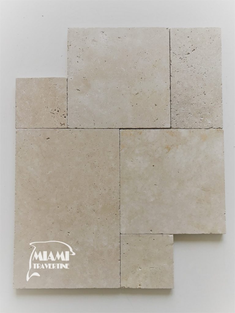 TRAVERTINE PAVER FRENCH PATTERN IVORY | Miami Travertine