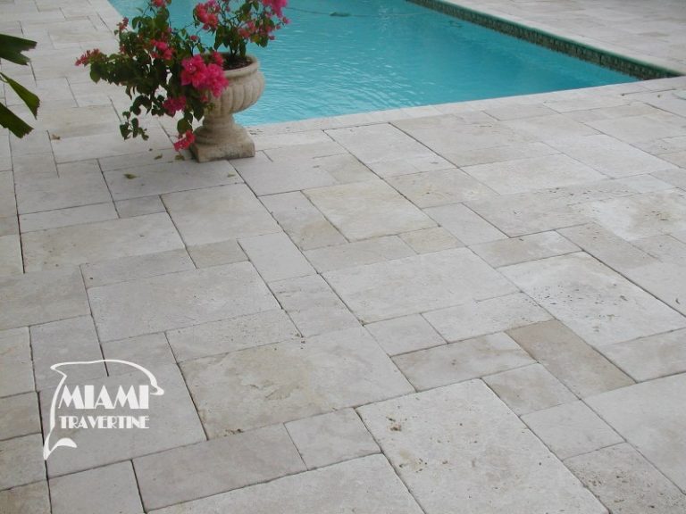 TRAVERTINE PAVER FRENCH PATTERN IVORY | Miami Travertine