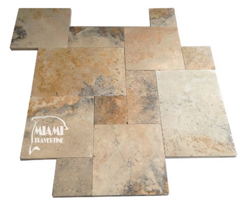 TRAVERTINE PAVER FRENCH PATTERN COUNTRY CLASSIC | Miami Travertine